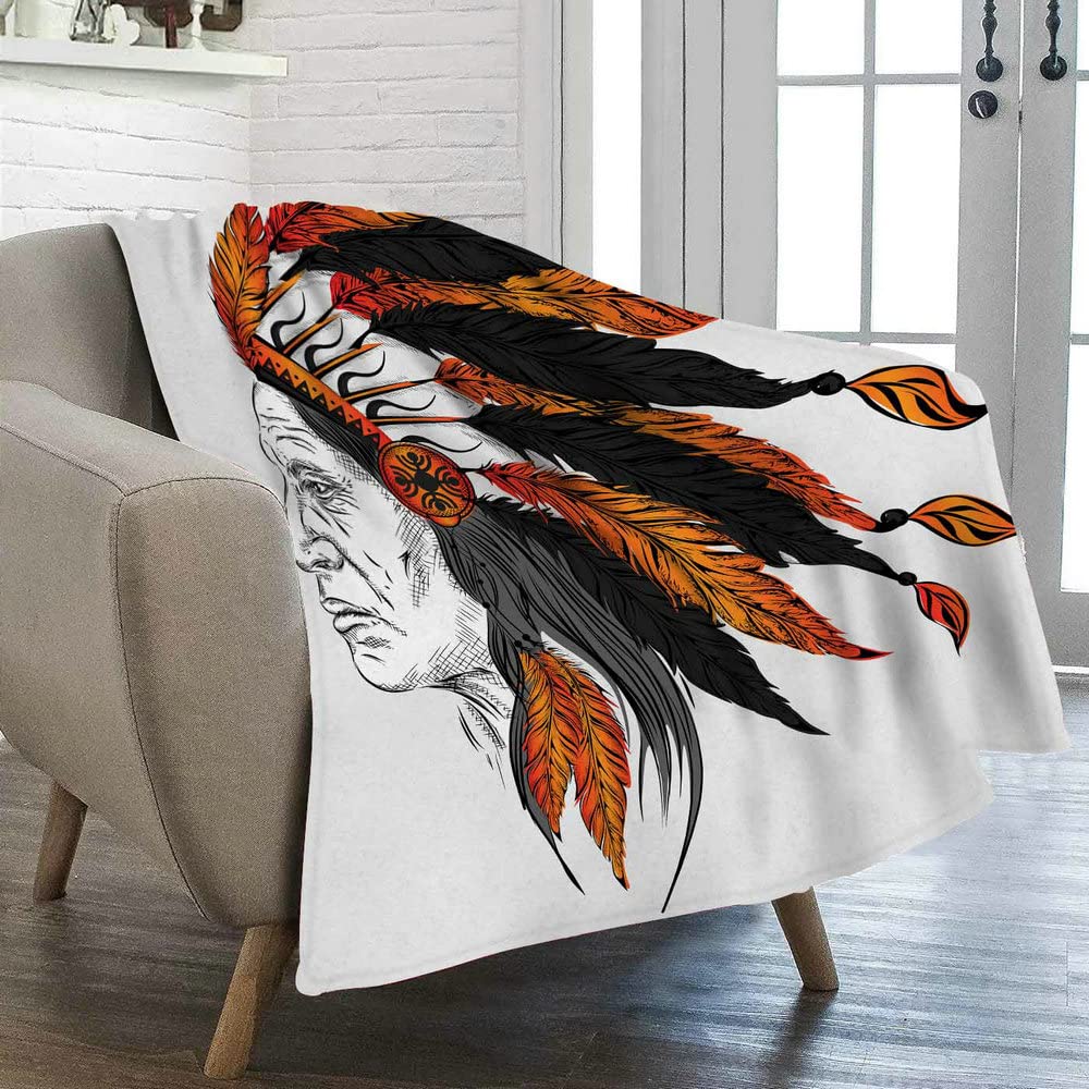Chief Native Indian Fleece Blankets Indian Blanket Sold On Temu United