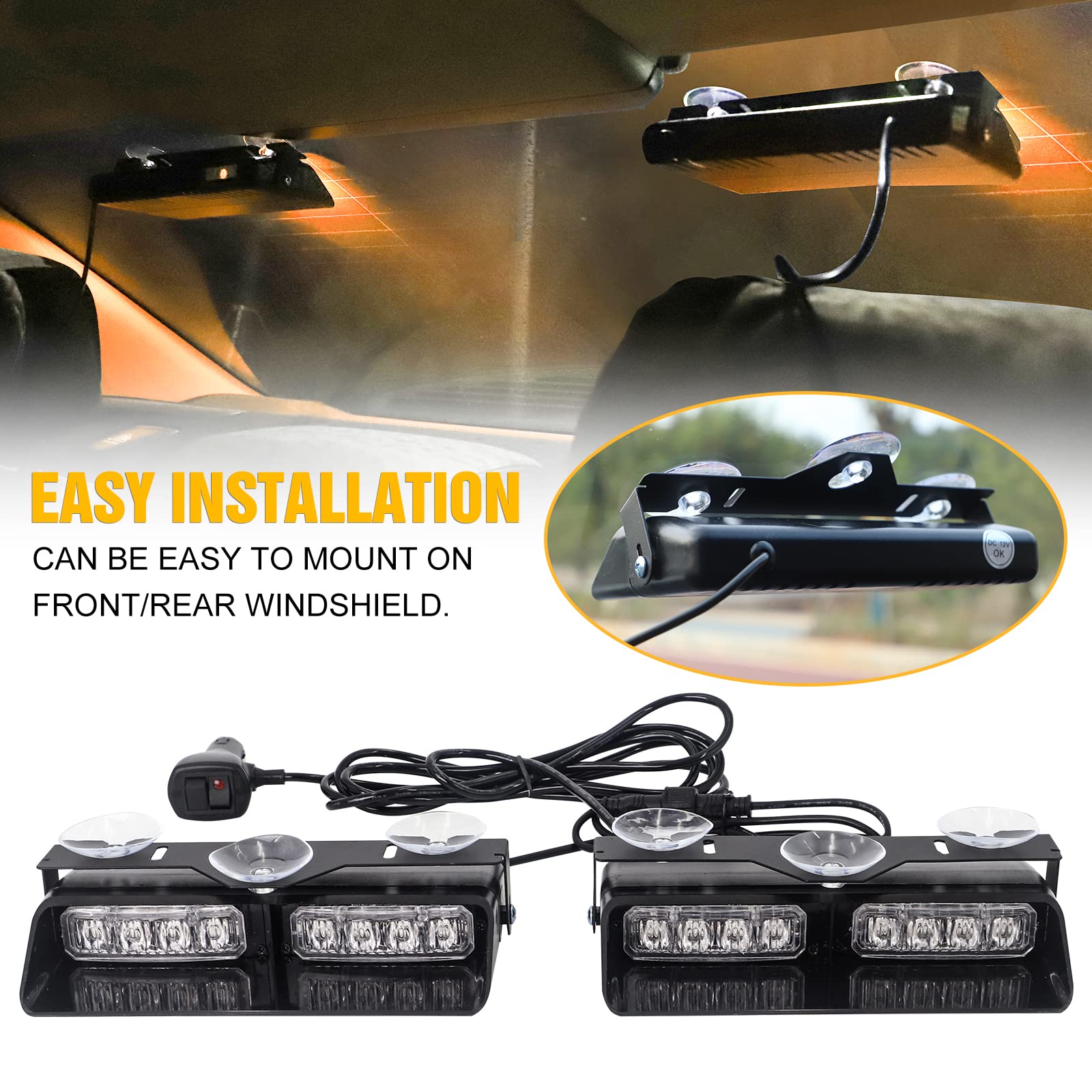 Snapklik.com : XRIDONSEN Amber 2 In 1 Emergency Dash Strobe Lights ...
