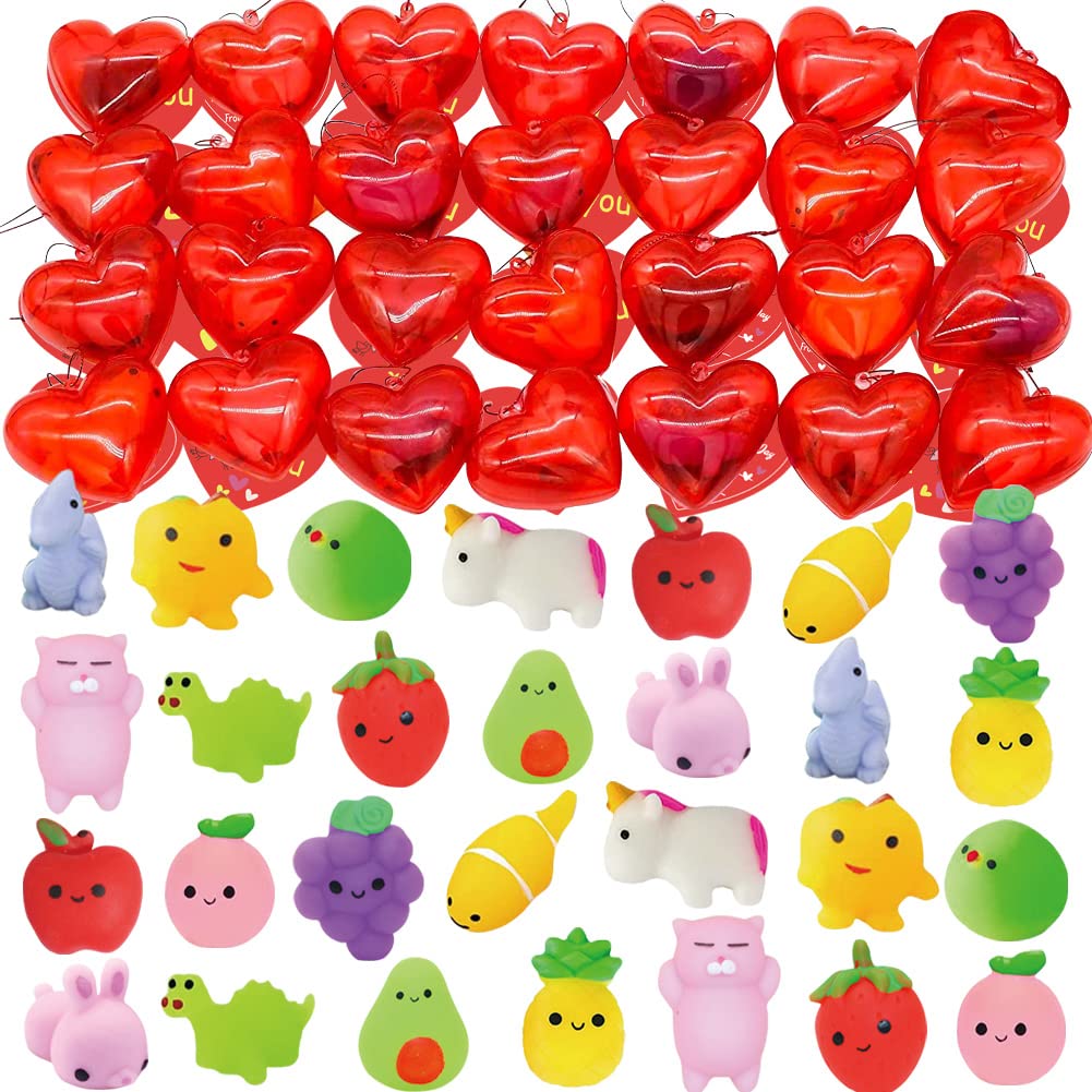 Snapklik.com : 28 Packs Valentine Mochi Squishy Toys Filled Hearts