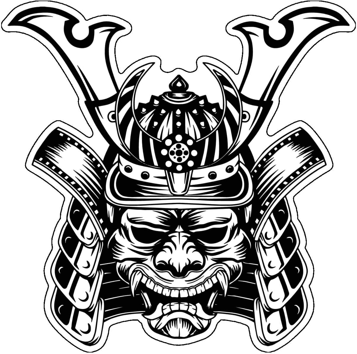 Amazon.com: Japanese Samurai Demon MASK Grey Black Vinyl Decal Sticker ...