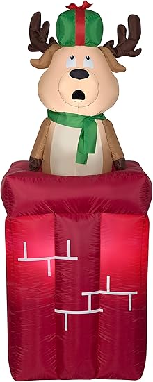 Amazon.com: 5' Gemmy Airblown Inflatable Animated Pop-Up Reindeer in ...