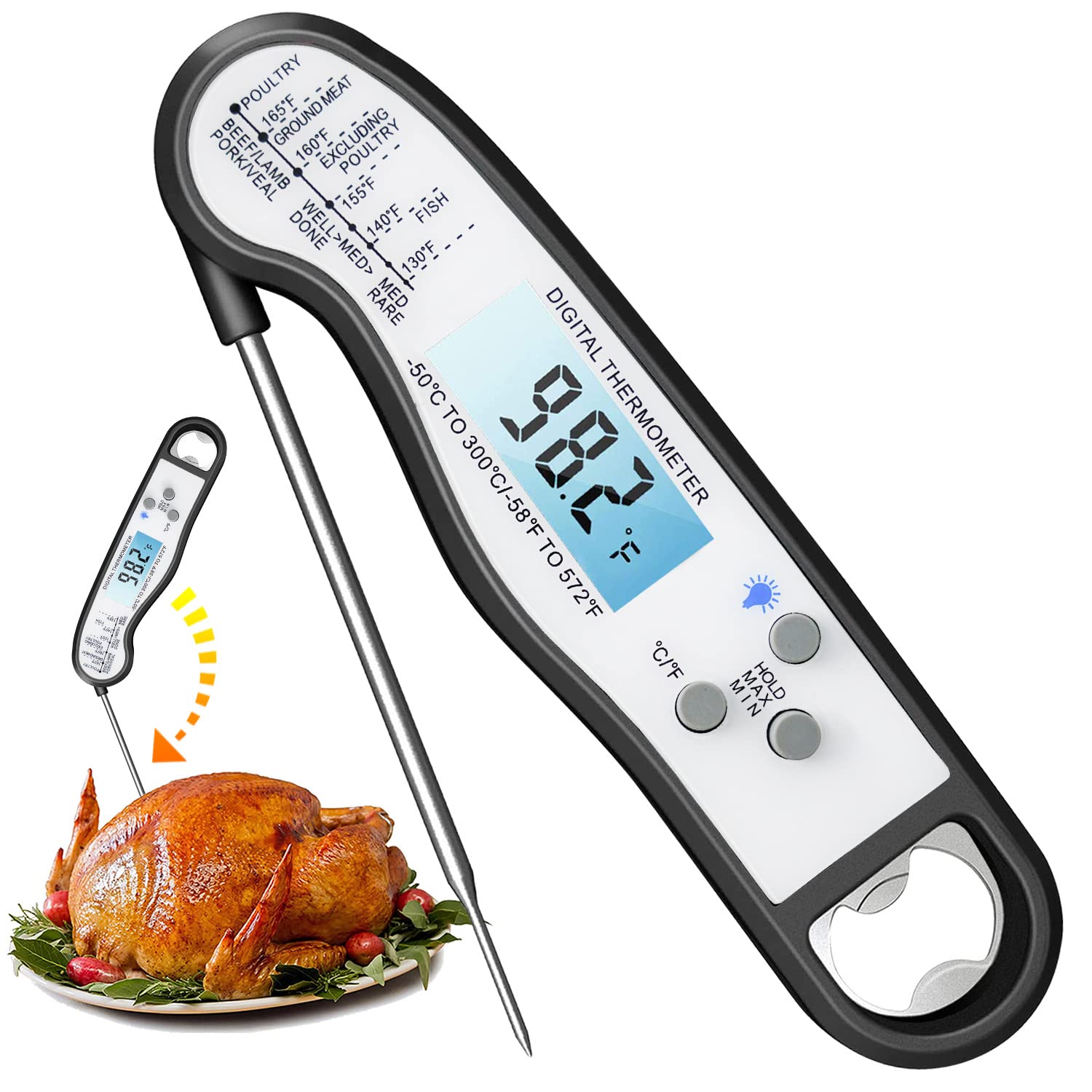 Amazon.com: Digital Meat Thermometer, Waterproof Kitchen Instant Read ...