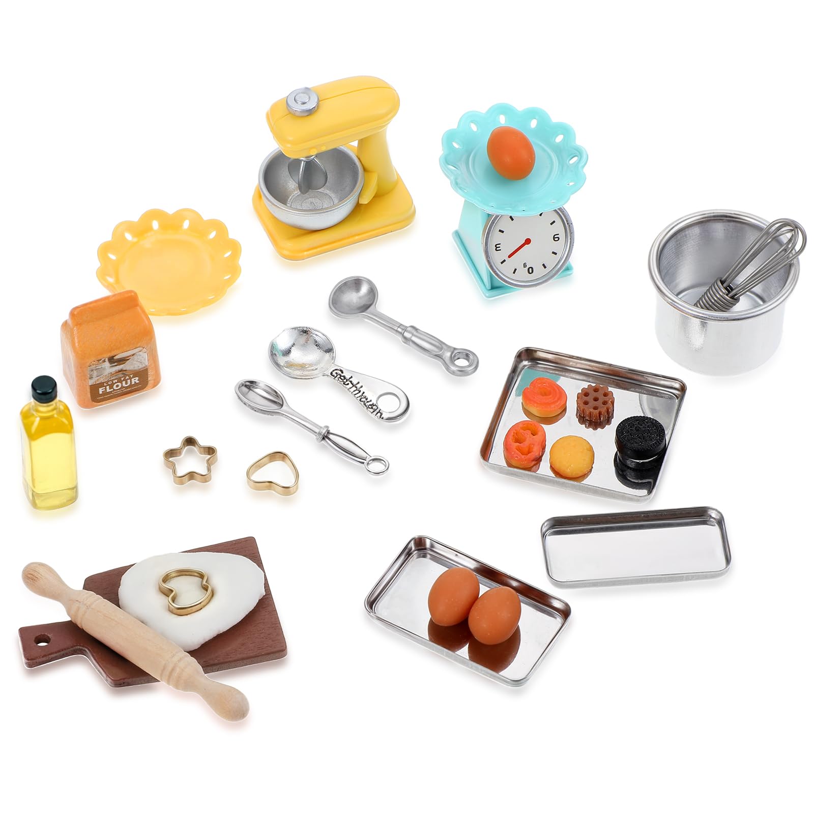JIEYAO 24 Pcs Miniature Food Toys Set, 1:12 Dollhouse Pretend Play ...