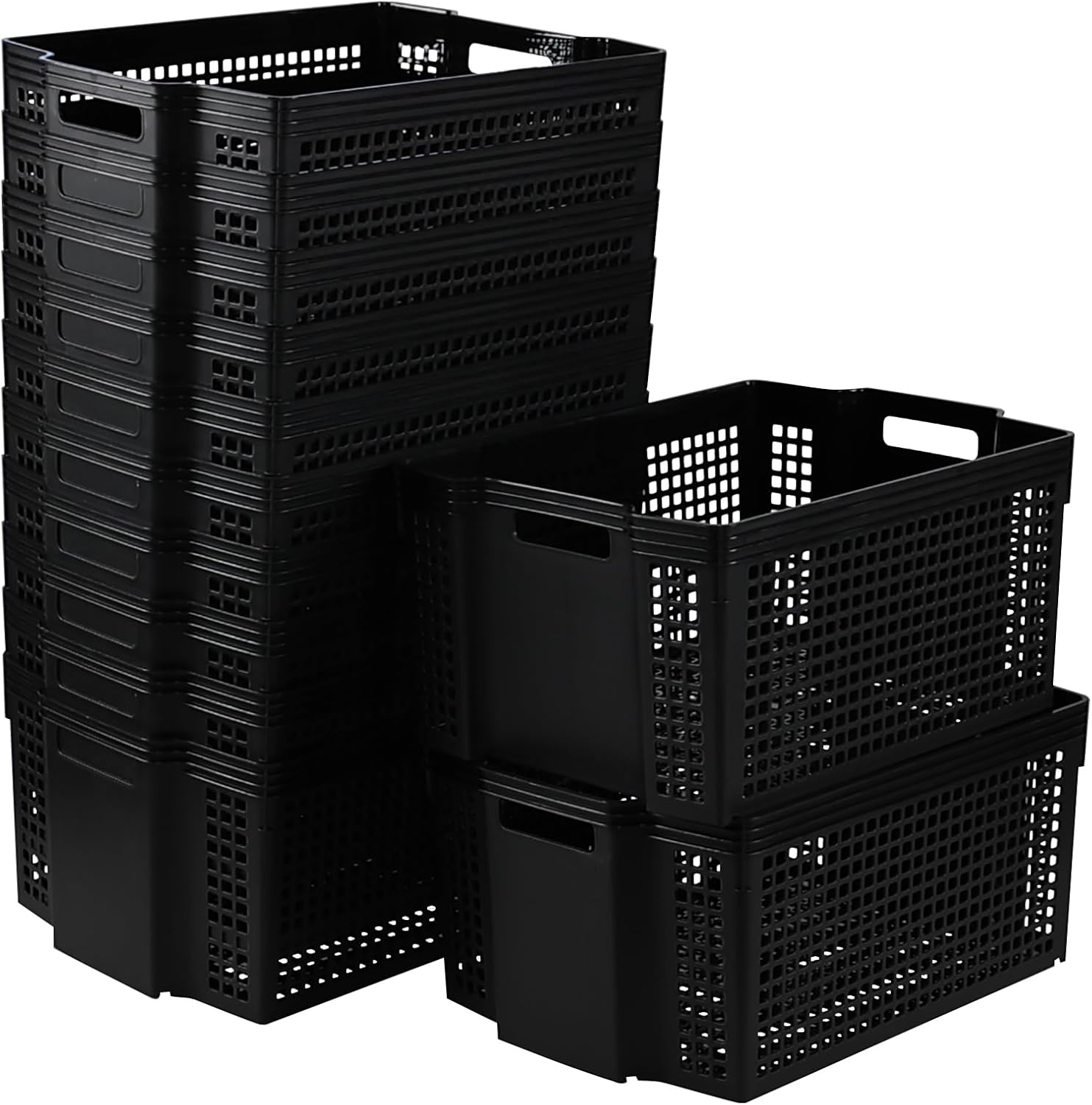 Amazon.com: Begale 12 Pack Large Plastic Storage Baskets Organizer ...