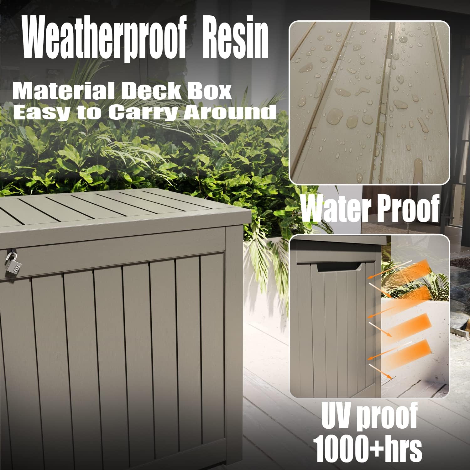 Greesum Caja grande de resina de 230 galones para almacenamiento al ...