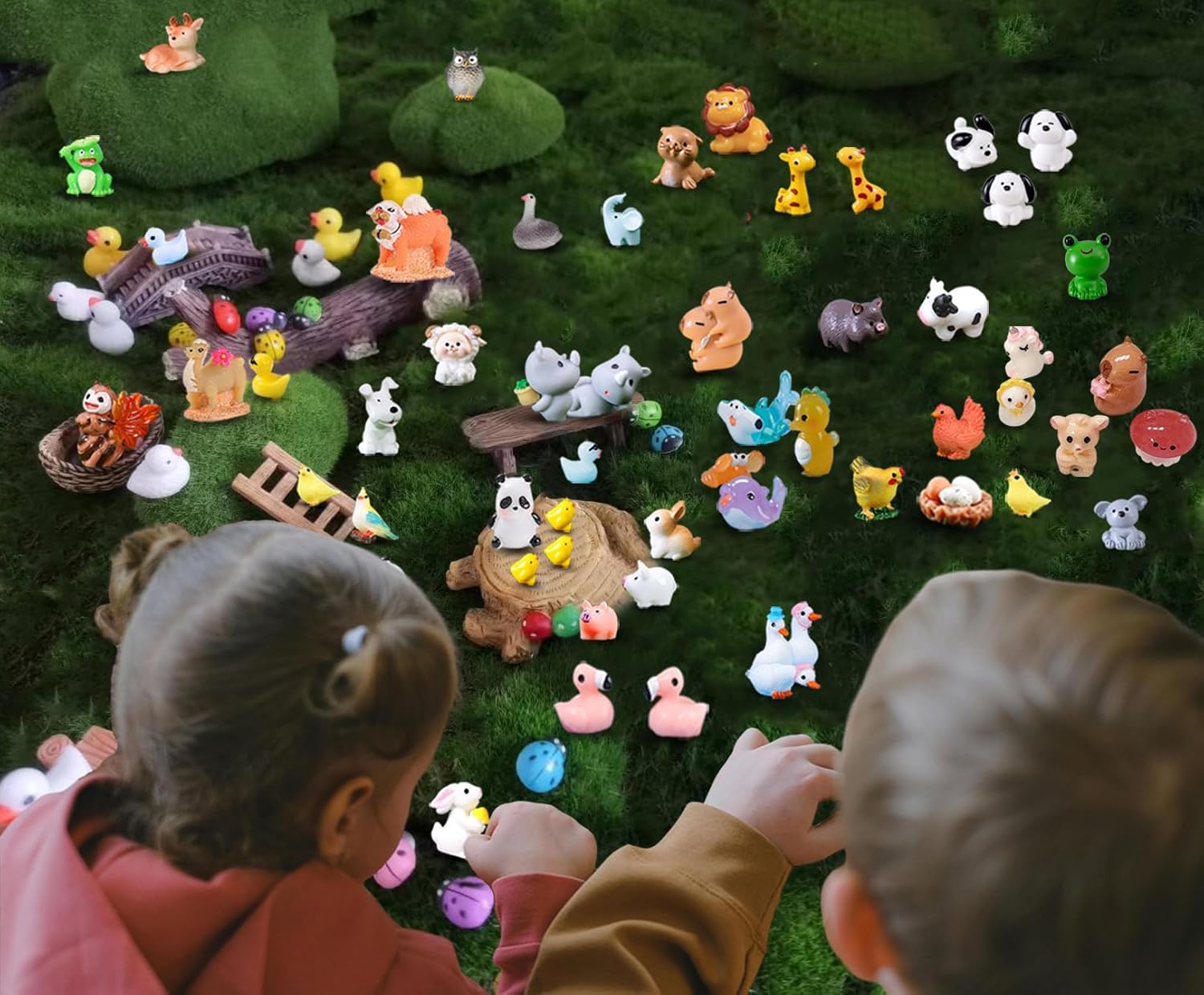 Amazon.com: Mini Resin Animals Figures Set for Miniature Garden Decor ...