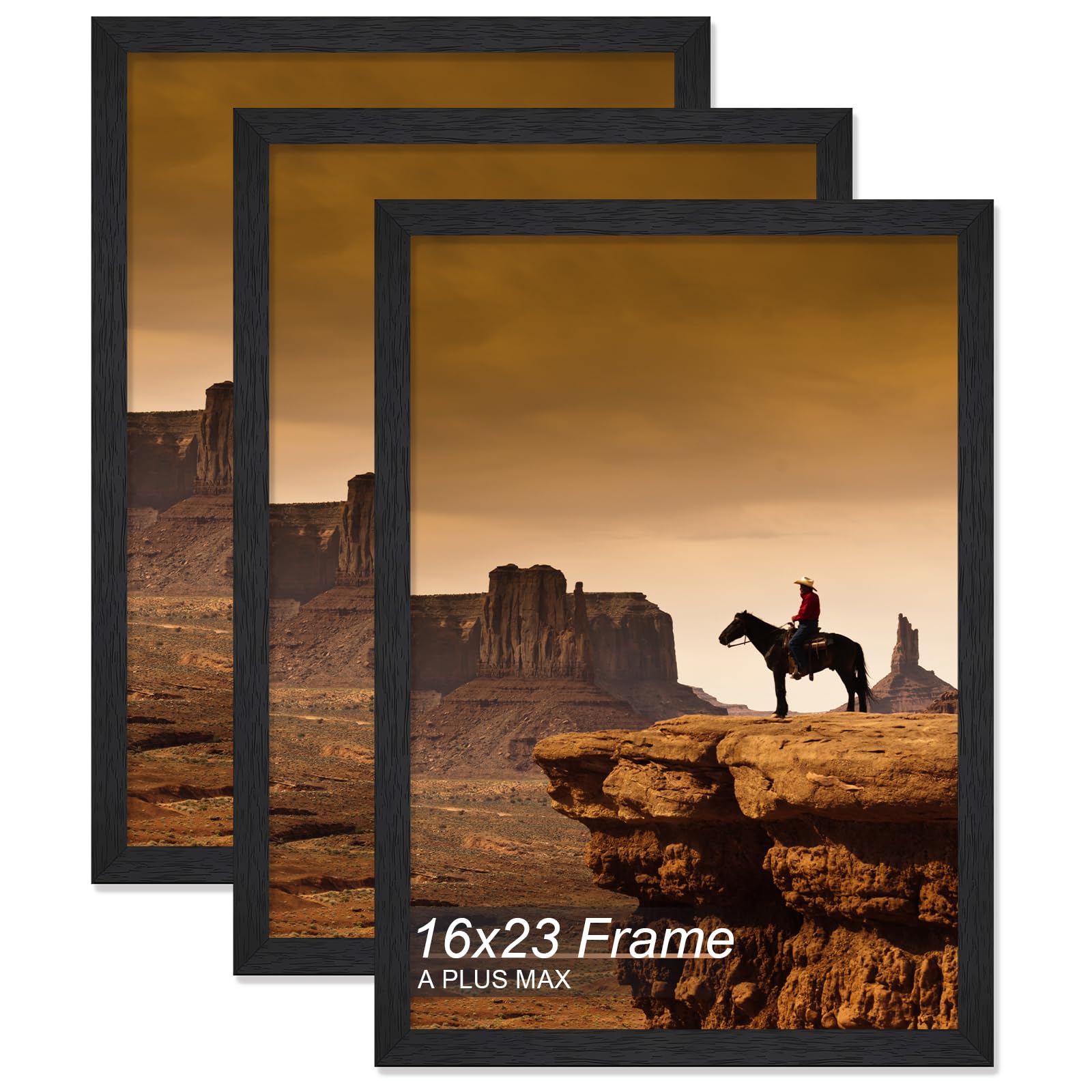Amazon.com - A PLUS MAX 16x23 Picture Frame Set of 3, Black Engineered ...