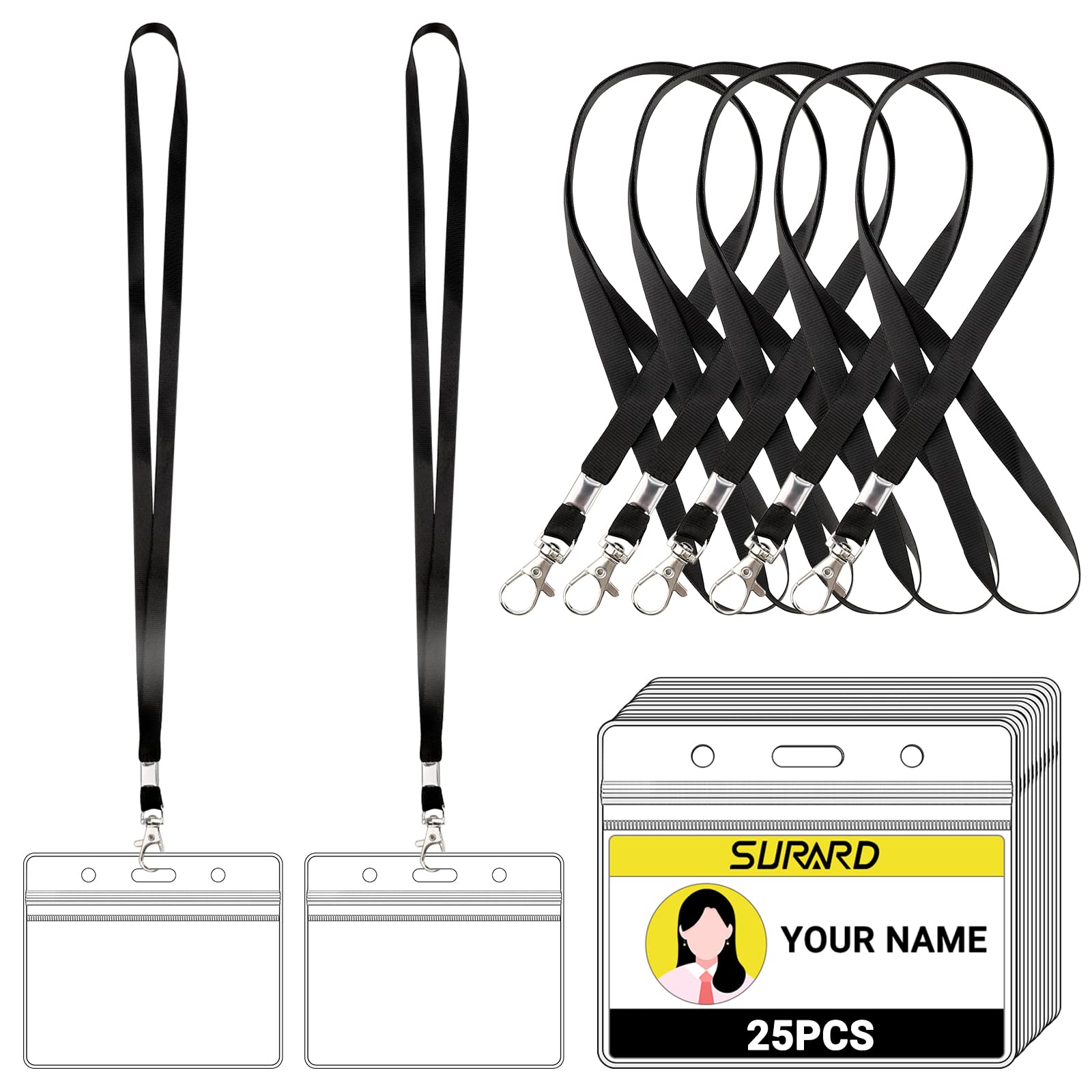 Amazon.com : Surard Lanyards for ID Badges, 25 Pack Horizontal Name ...