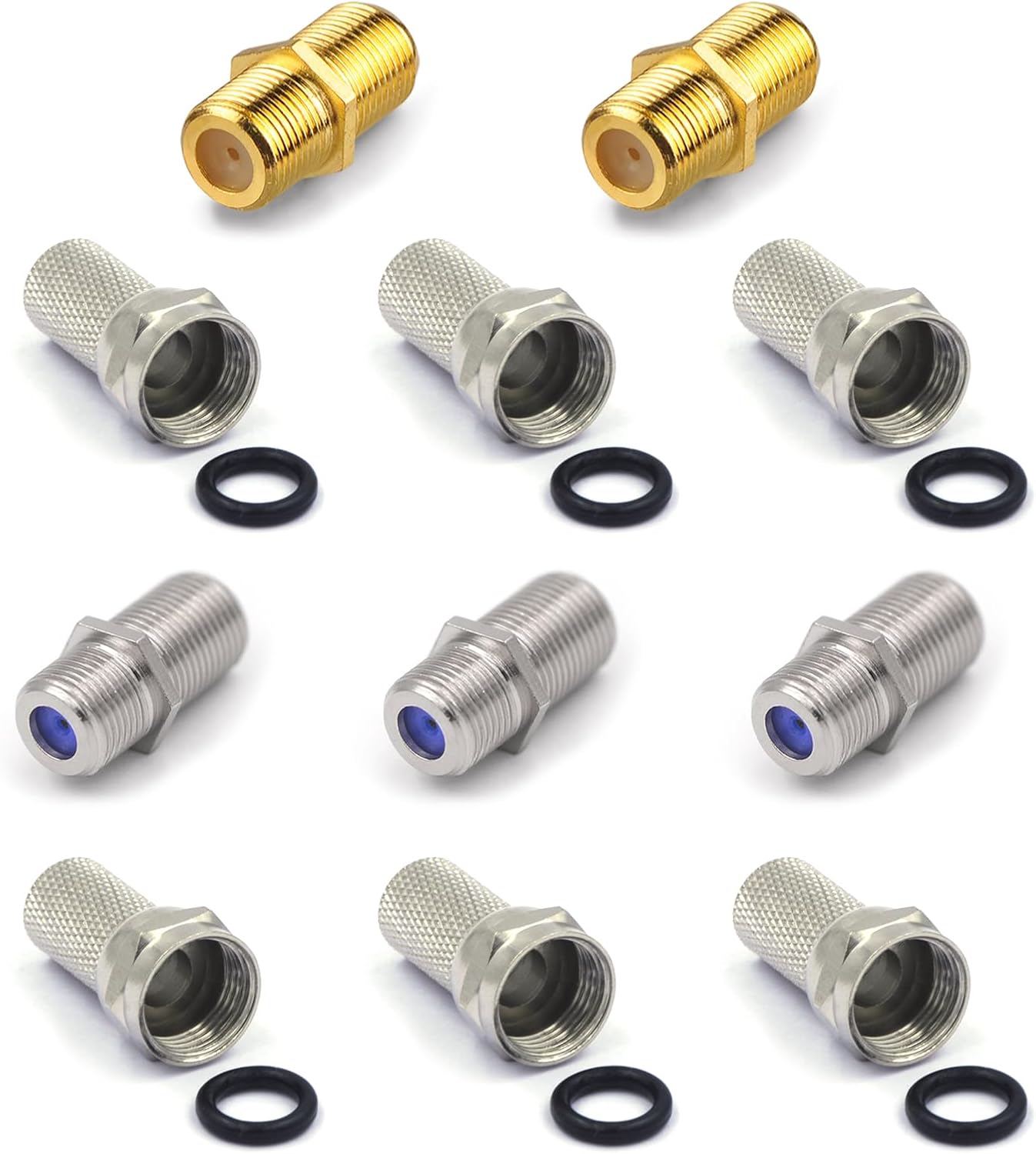 Amazon.com: VCE Coaxial Cable Connector 2-Pack with Nickel Plated TV ...