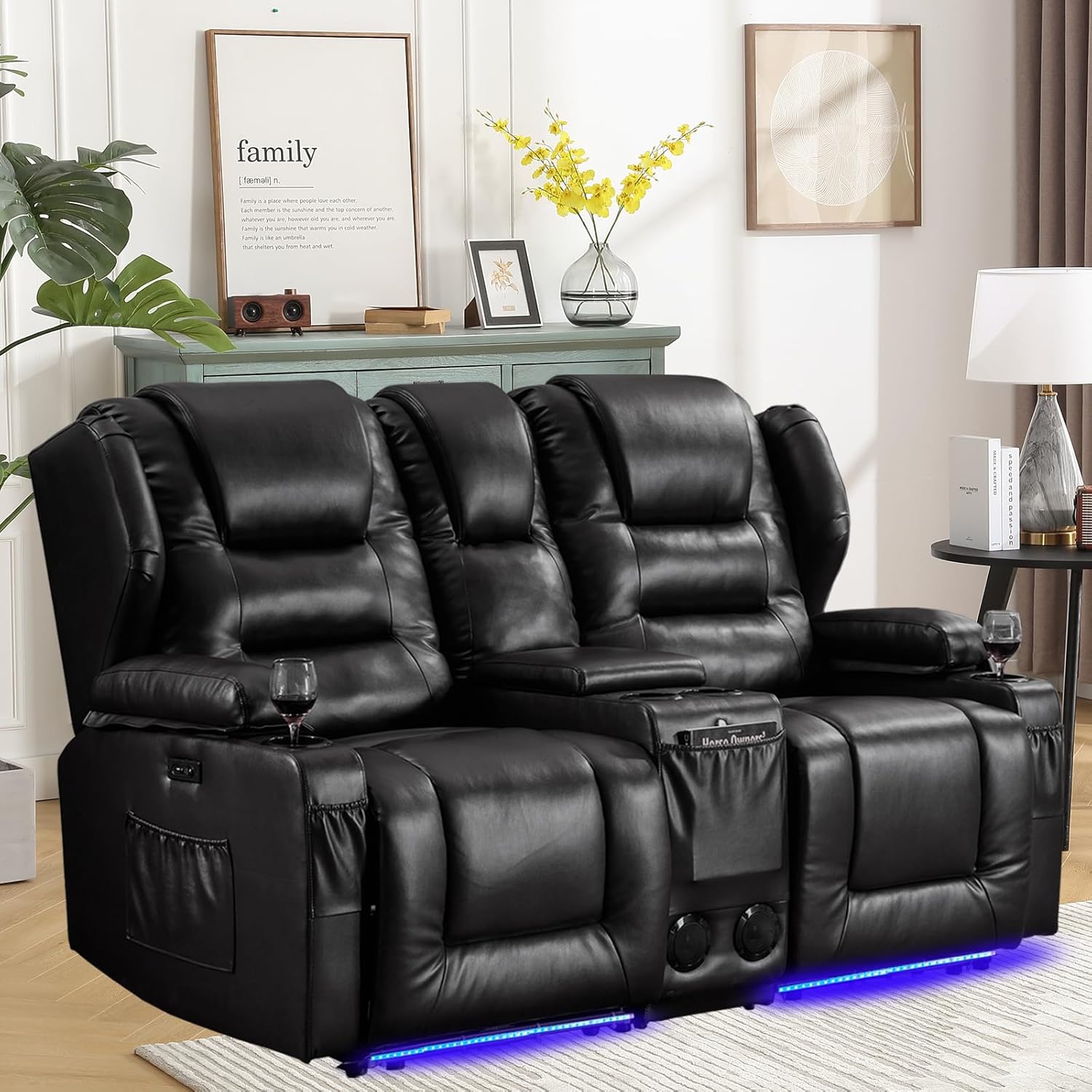 Amazon.com: SAMERY Loveseat Recliner Sofa with Storage Console, Power ...