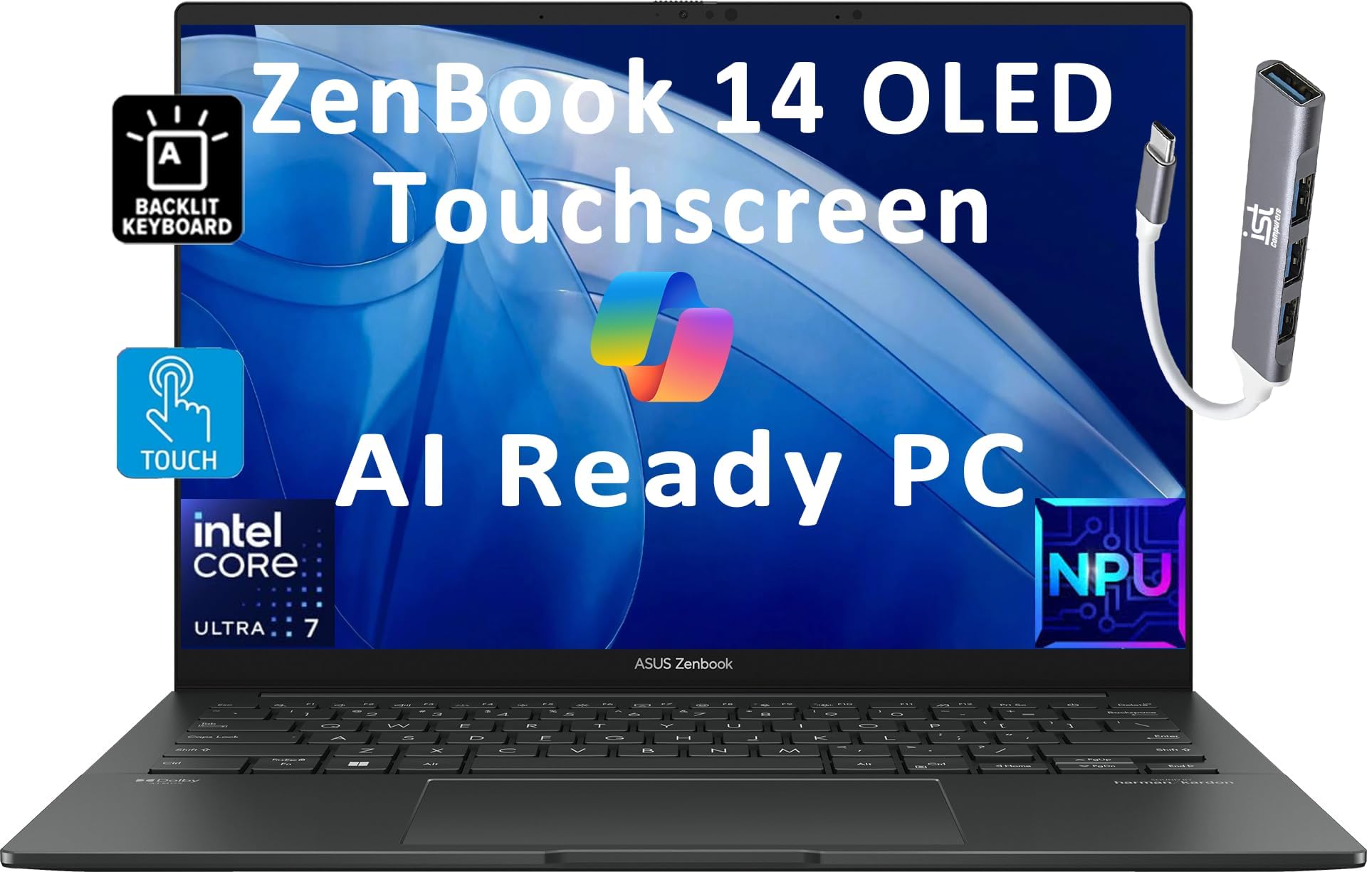 ASUS ZenBook 14 Pro OLED Q425 Business Laptop, AI PC, visualización táctil FHD+ de 14 pulgadas ...