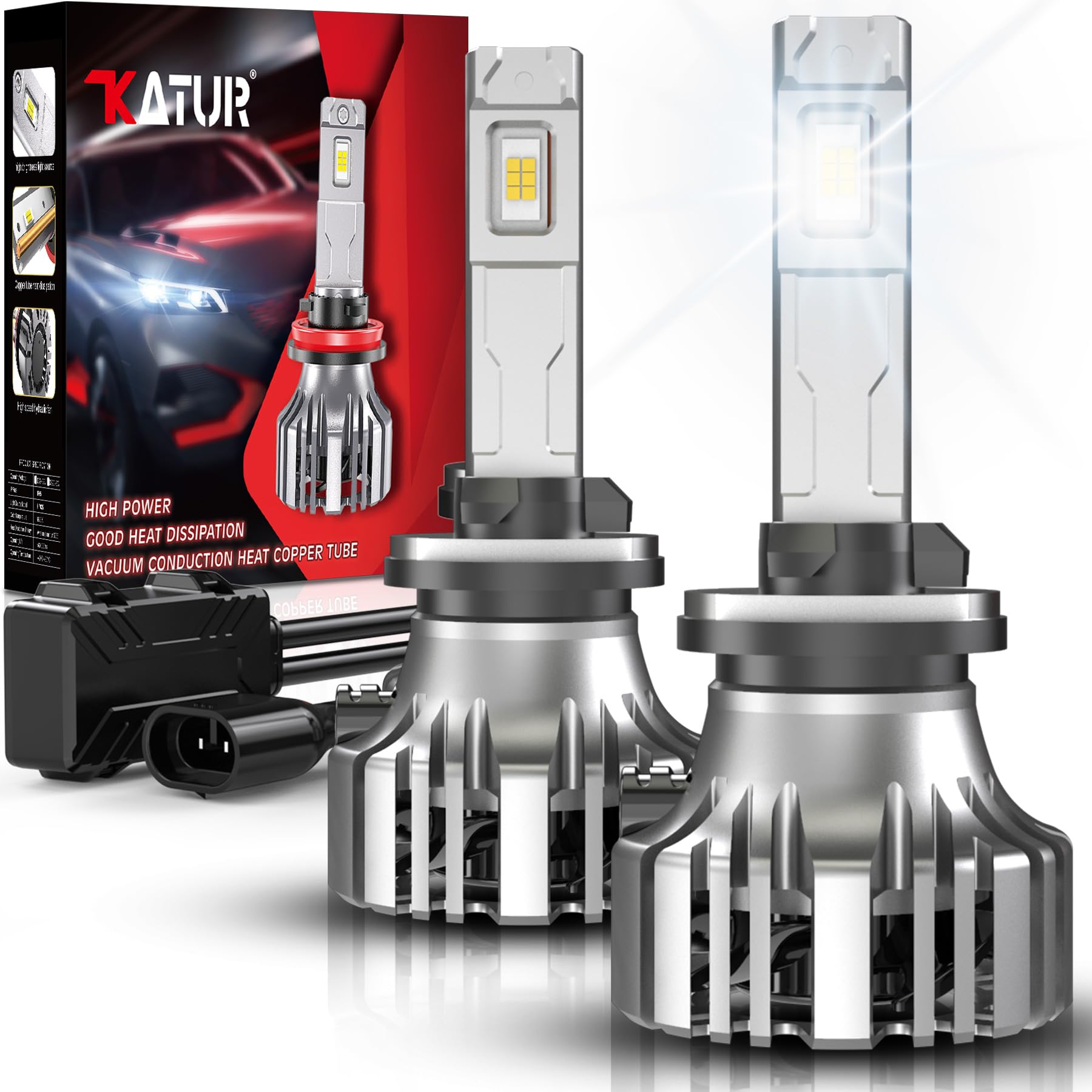 KATUR Bombilla 881 LED, 110W 20000LM 6500K Xenon Blanco Canbus Luces ...