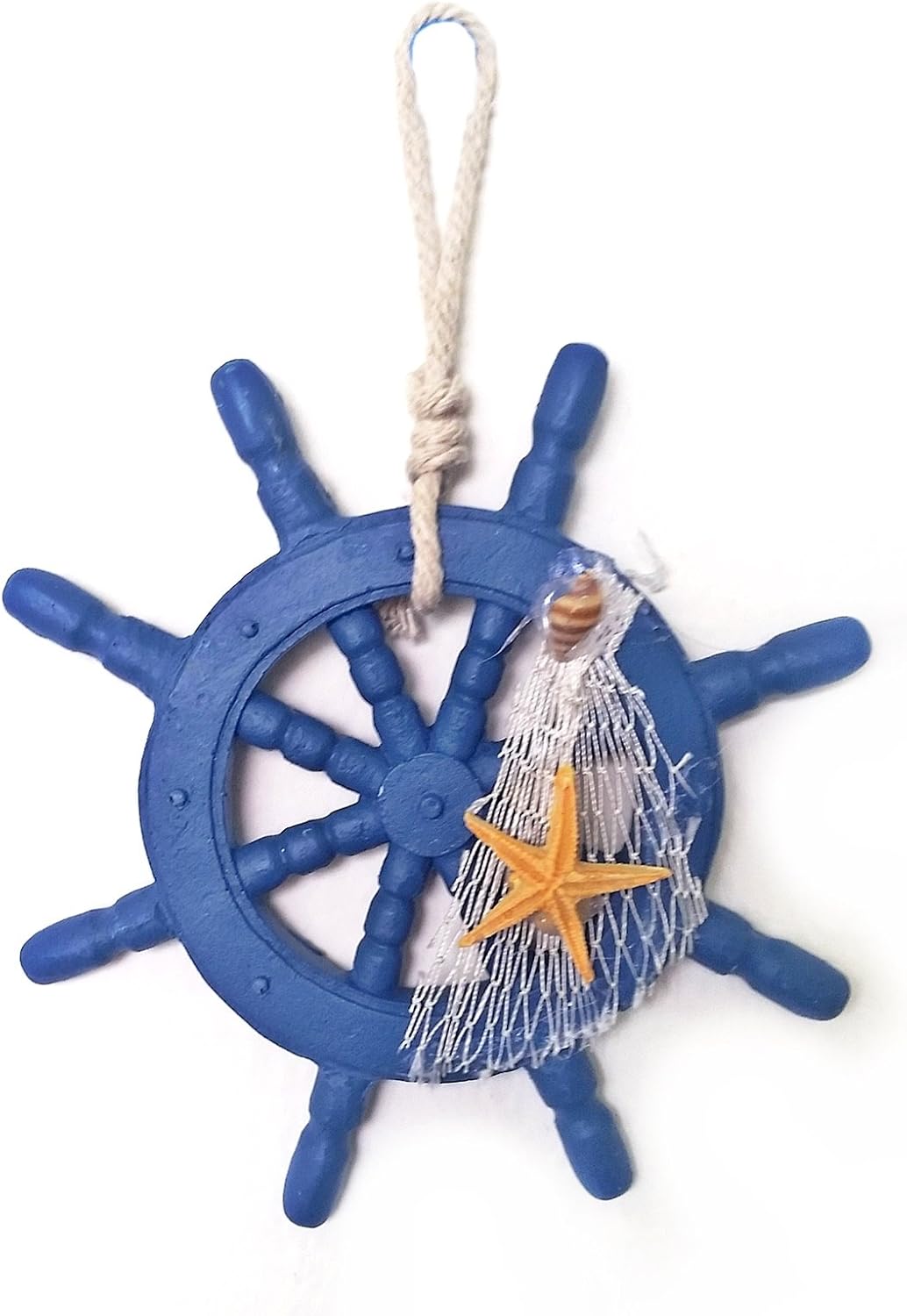 Amazon.com: Bellaa Blue Ship Wheel 6 Inches Nautical Wall Decor, : Home ...