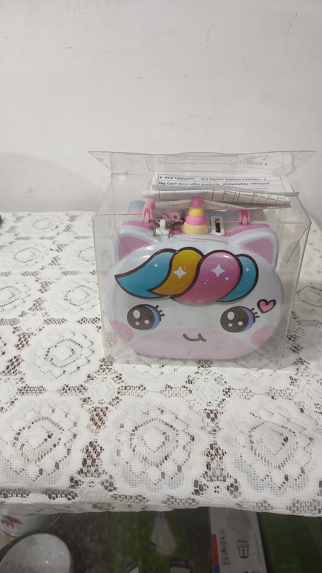 Famous Quality® Cute Cartoon Unicorn Piggy Bank with Security Lock ...