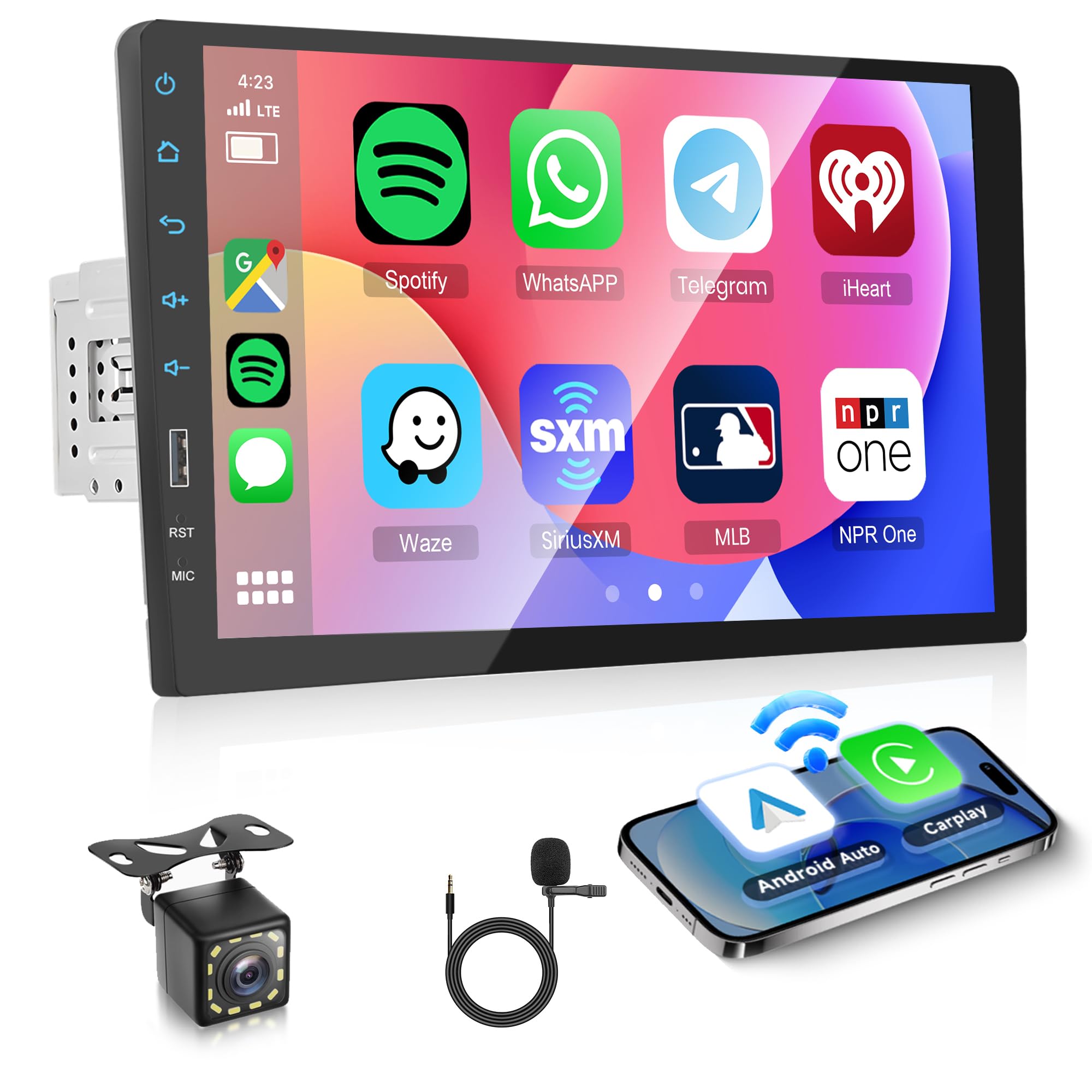 Amazon.com: 9 Inch Single Din Car Stereo Touchscreen Wireless Carplay ...