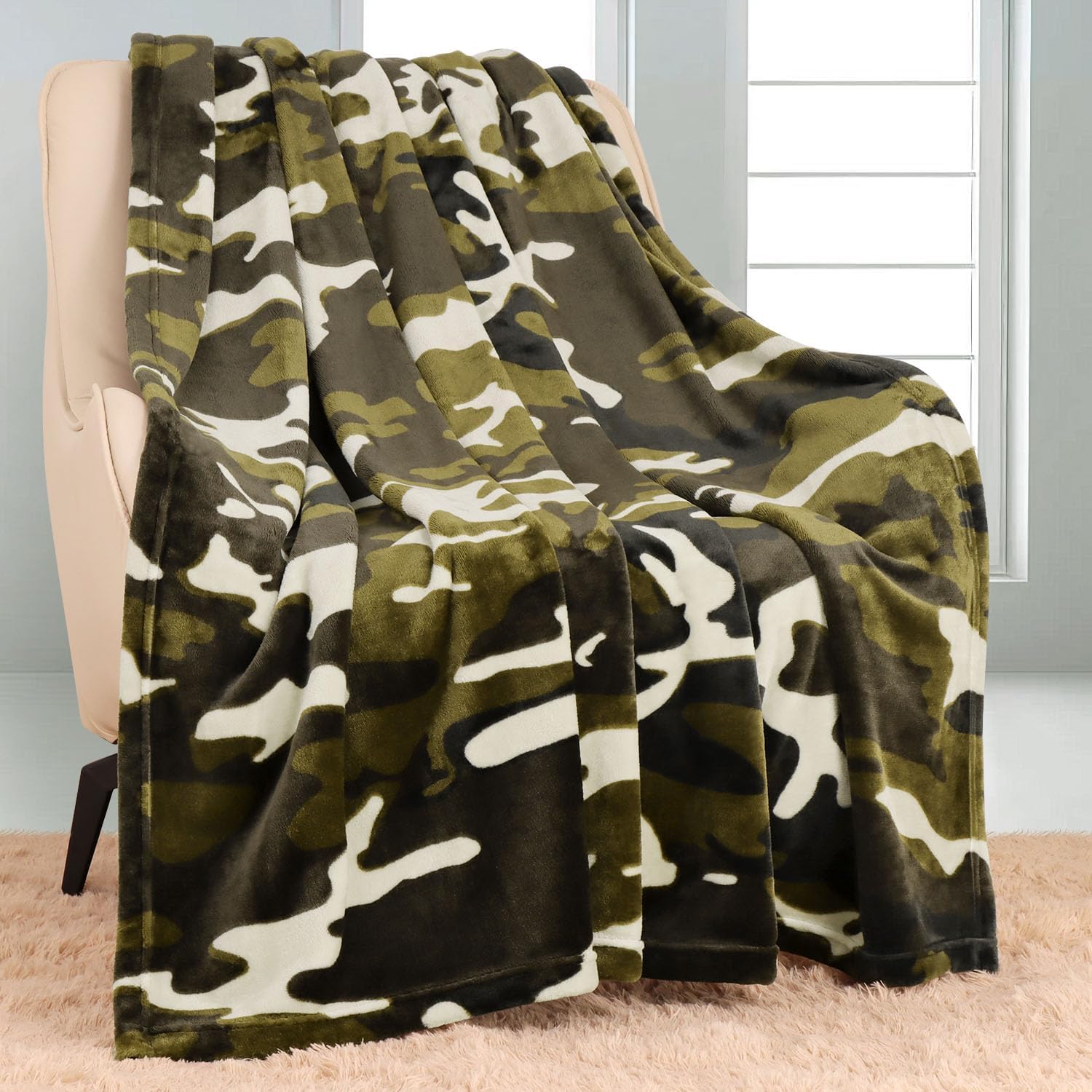 YISUMEI Military Camouflage Blanket Army Green 150 x 200 cm Blankets ...