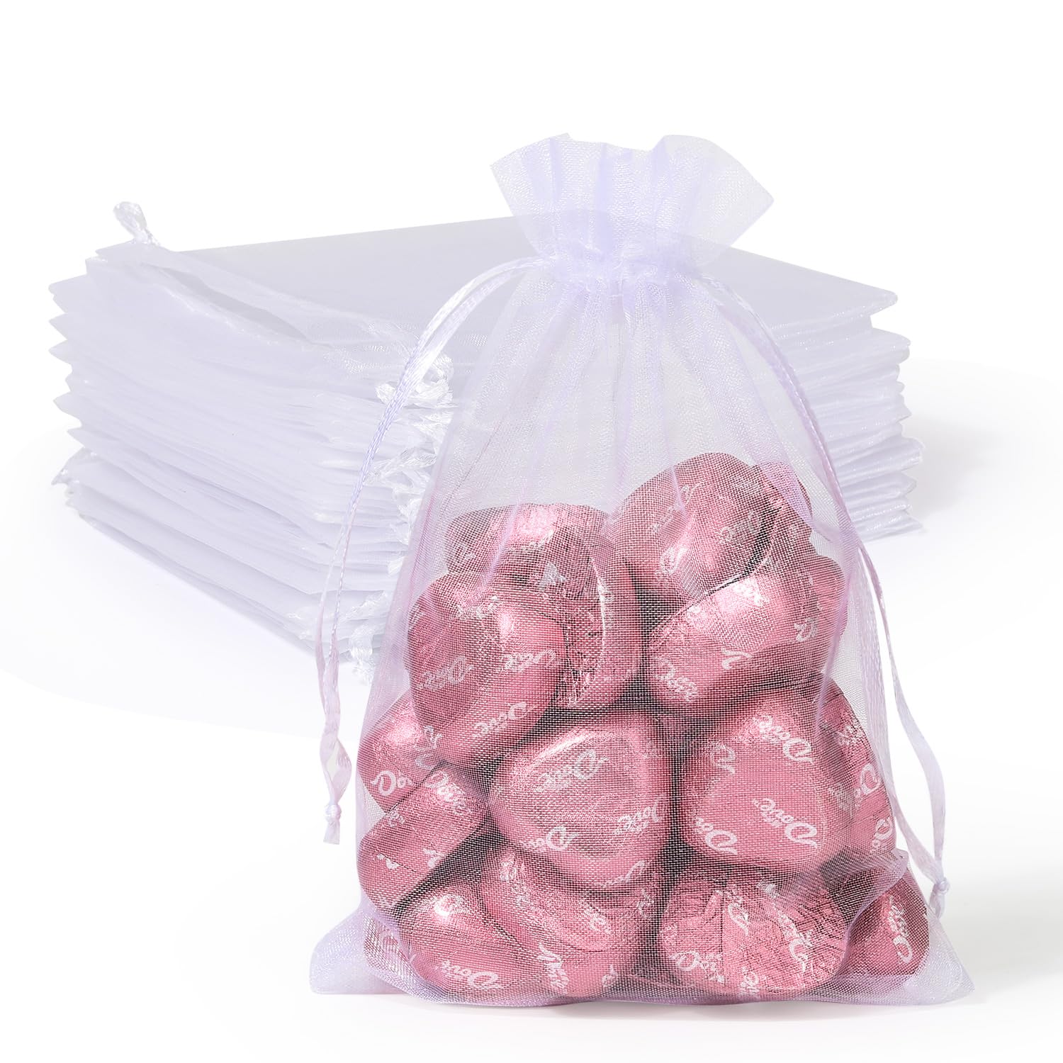 Amazon.com: ENNIYU 100PCS Premium Sheer Organza Bags, White Wedding ...