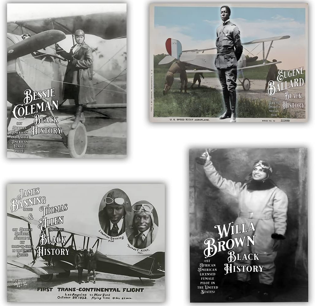 Amazon.com: Black History African American Aviators Pilots Wall Art ...