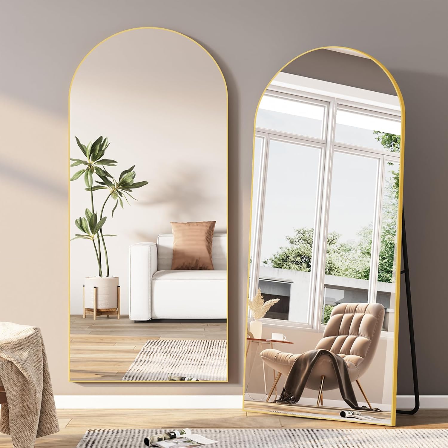 Amazon.com: Aqoiiop Full Length Mirror, 71"X31" Large Arched Mirror ...