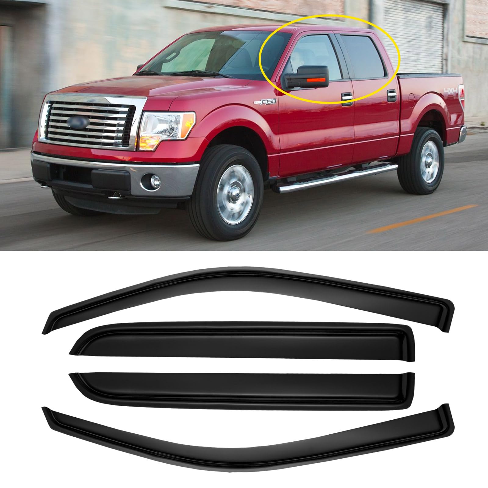 Amazon.com: Window Rain Guards for 2009-2014 Ford F150 Crew Cab, Window ...