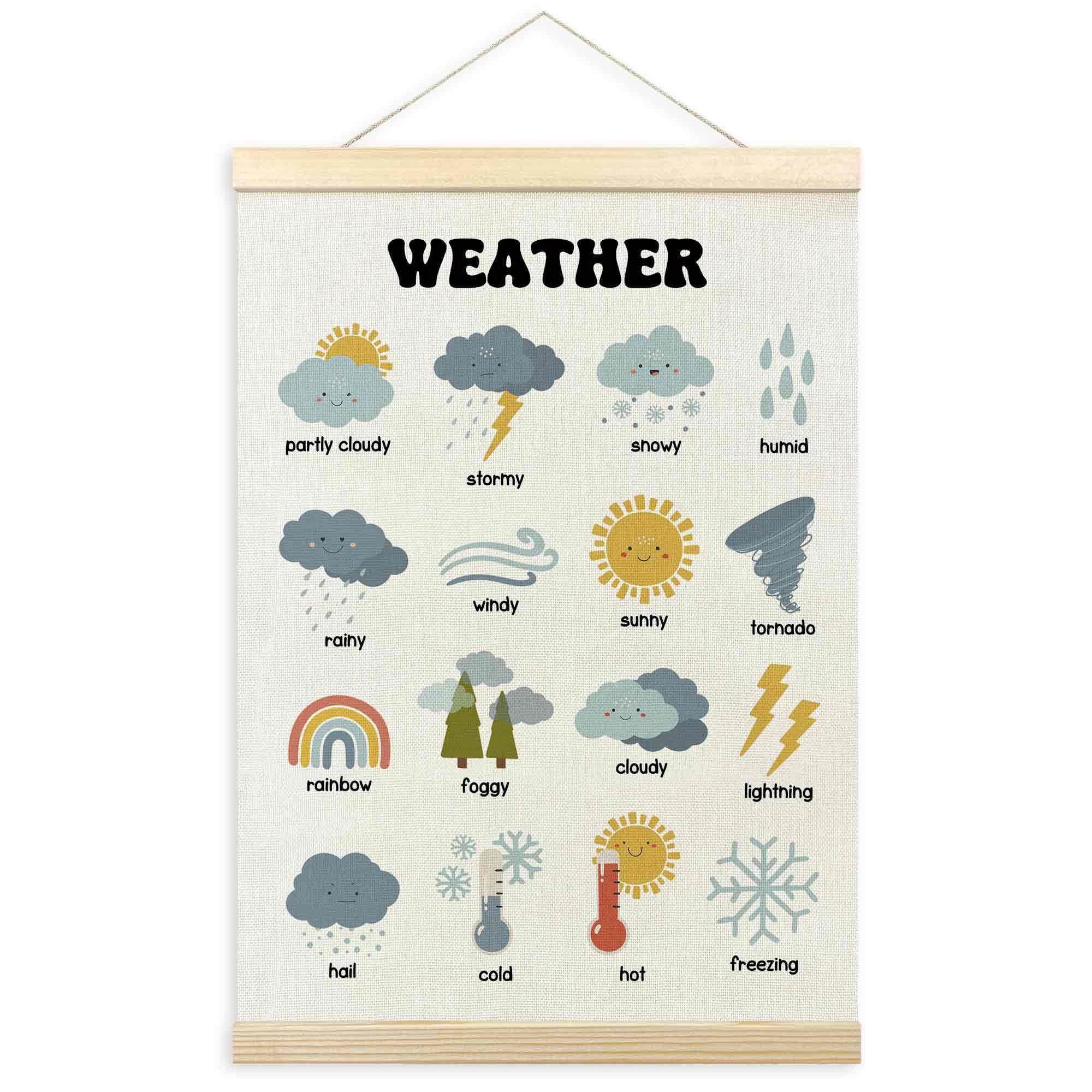 Amazon.com: TLESKE Classroom Weather Chart Preschool Poster Hanger ...