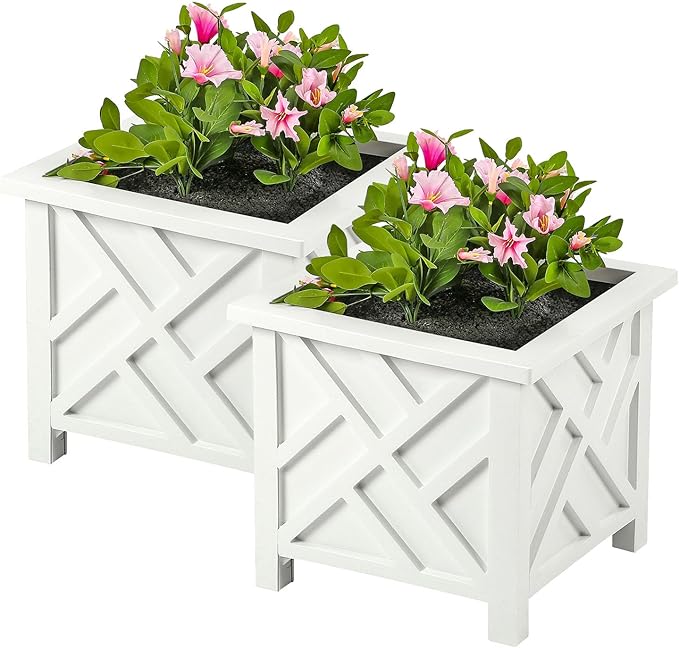 Taylor & Brown Set of 2 | Lattice Design Planter Box | 14.5-Inch ...
