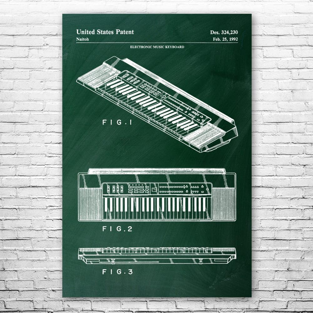 Amazon.com: Electric Keyboard Patent Print Poster (5x7) Music Room ...