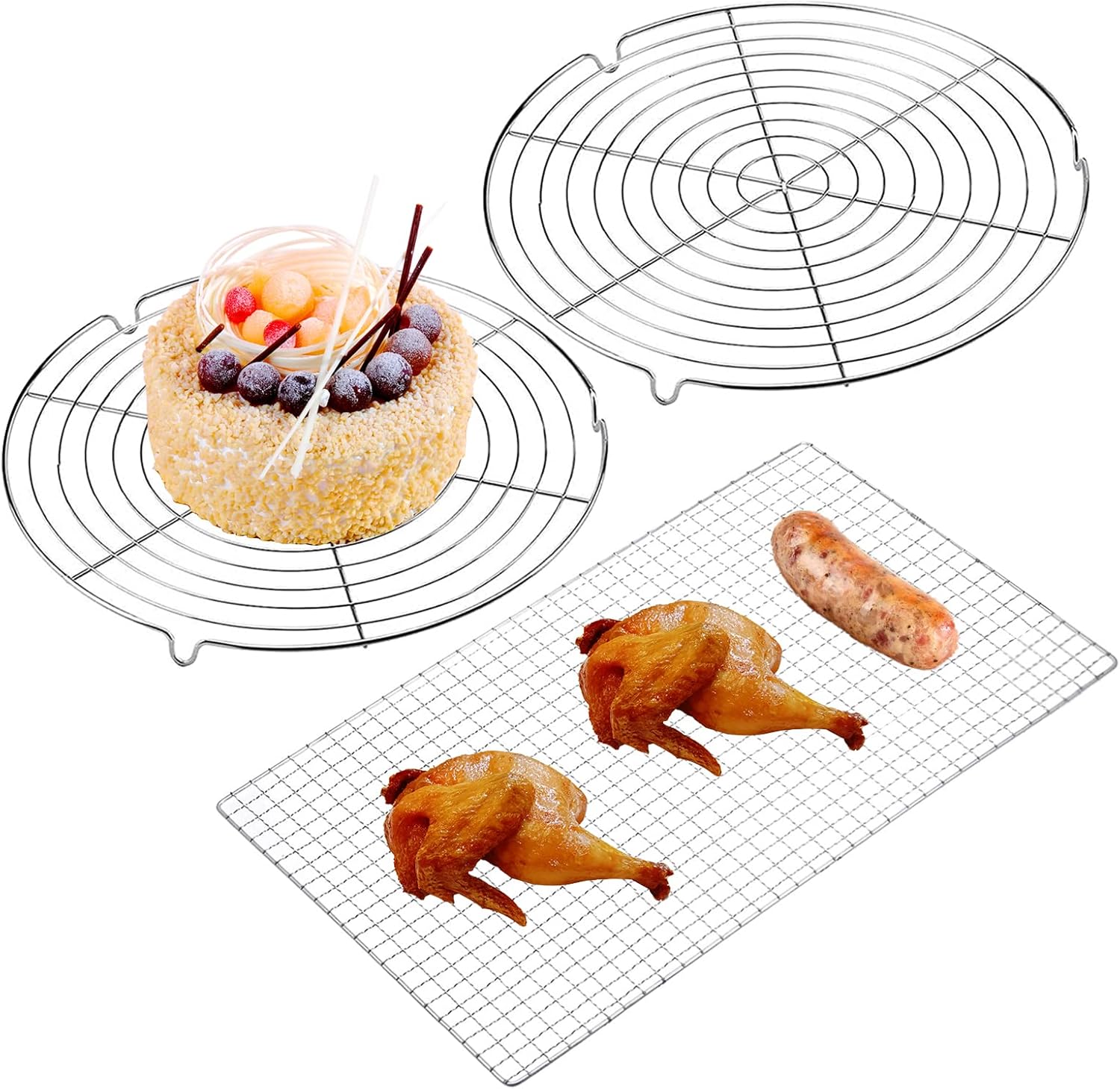 GZkushi Pack of 3 Cake Racks, Cooling Rack, Round Cake Rack, Cooling ...