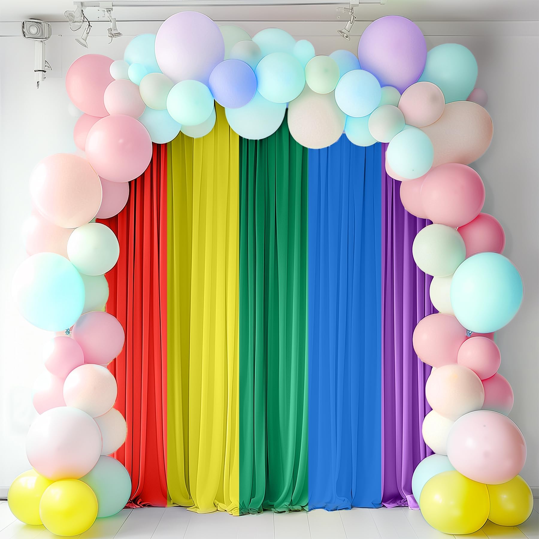Amazon.com : Birthday Rainbow Backdrop Curtains 10ftx15ft: Bright ...