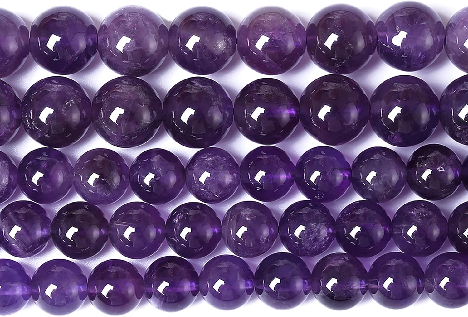 Amazon.com: 6MM 60PCS Natural Stone Purple Amethyst Crystal AAA Grade ...