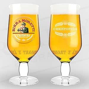 Personalised Birra Moretti Glass Pint Beer Lager Glass Engraved with ...