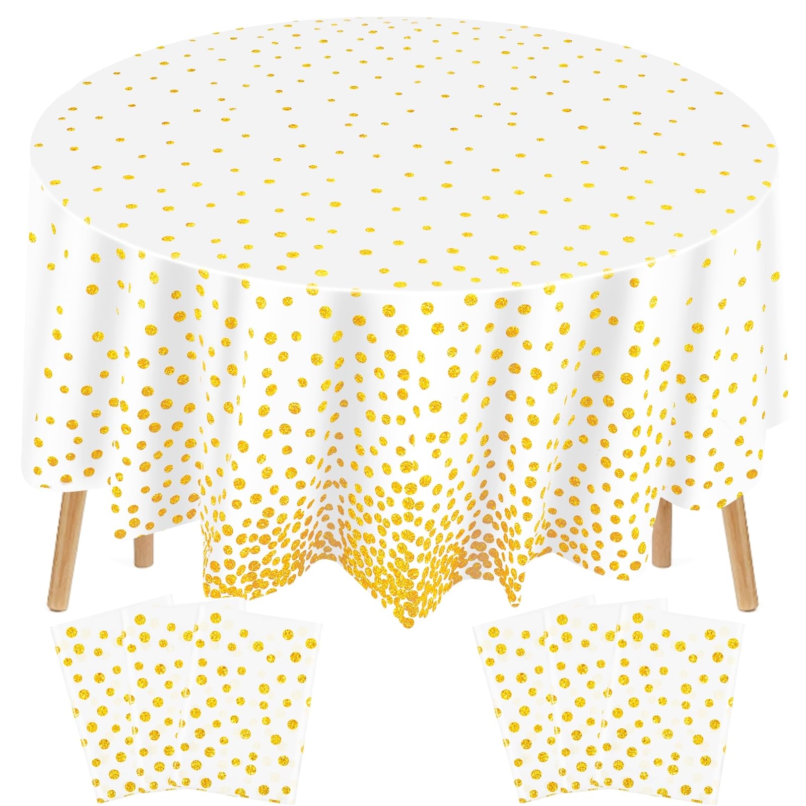 Snapklik.com : Newwiee 6 Pcs Round Dot Tablecloth 84 Inch Plastic Table ...