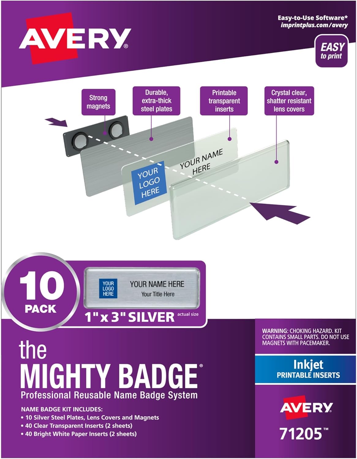 Amazon.com : Avery® The Mighty Badge Magnetic Badges for Inkjet ...