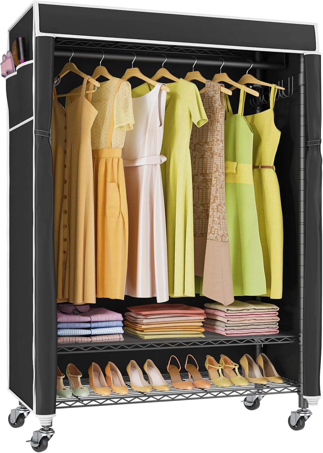 Amazon.com: VIPEK R1C Plus Garment Rack with Cover Rolling Clothes Rack ...