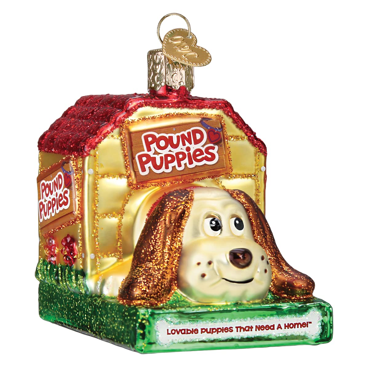 Amazon.com: Old World Christmas Pound Puppies Glass Blown Ornament for ...
