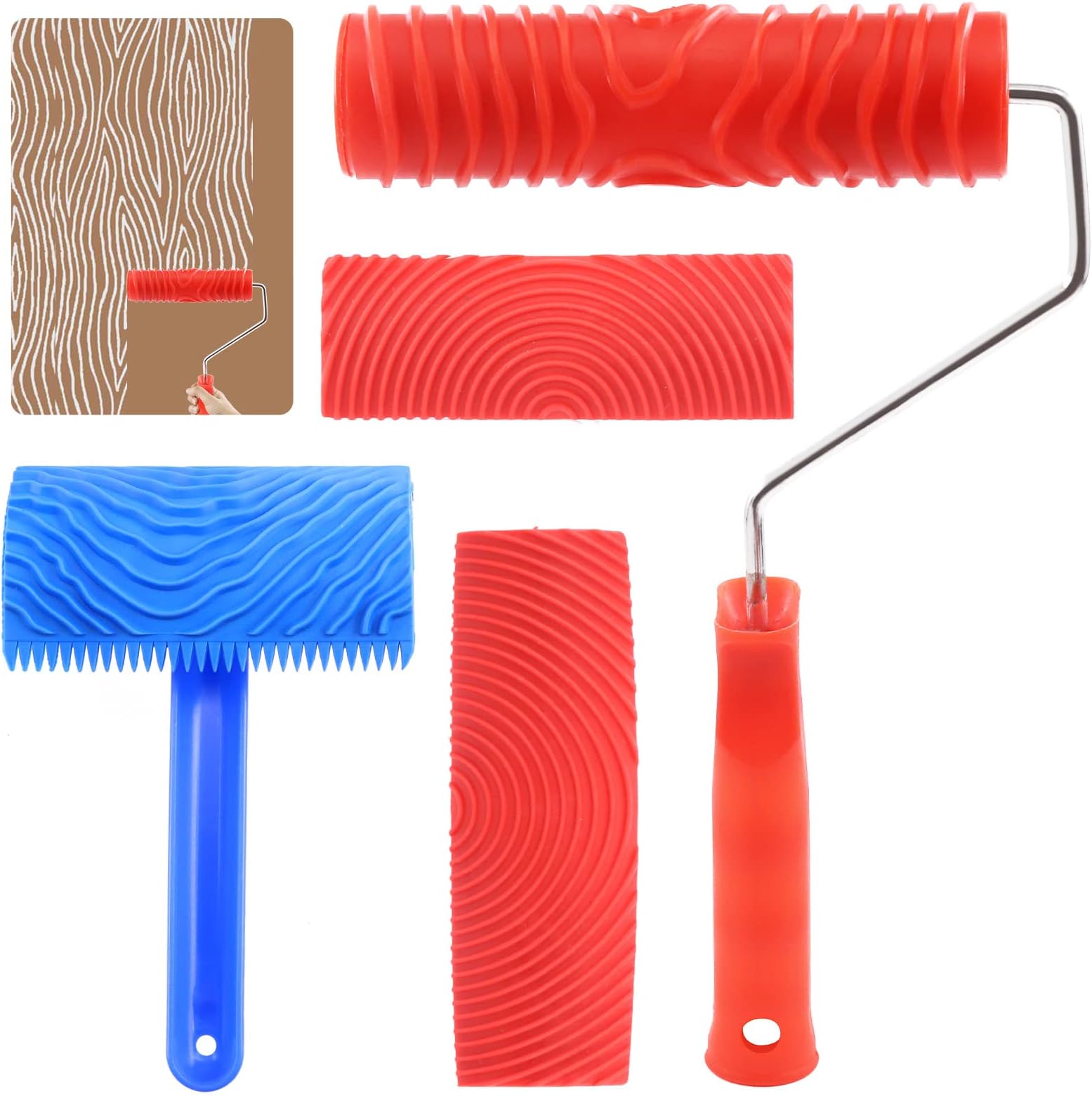 Paint Roller, Paint Pattern Roller, Wood Grain Tool Kit, Wood Graining ...