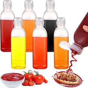 GANGBARU 6 Pcs 16 oz Condiment Squeeze Bottles with Flip Cap Reusable ...