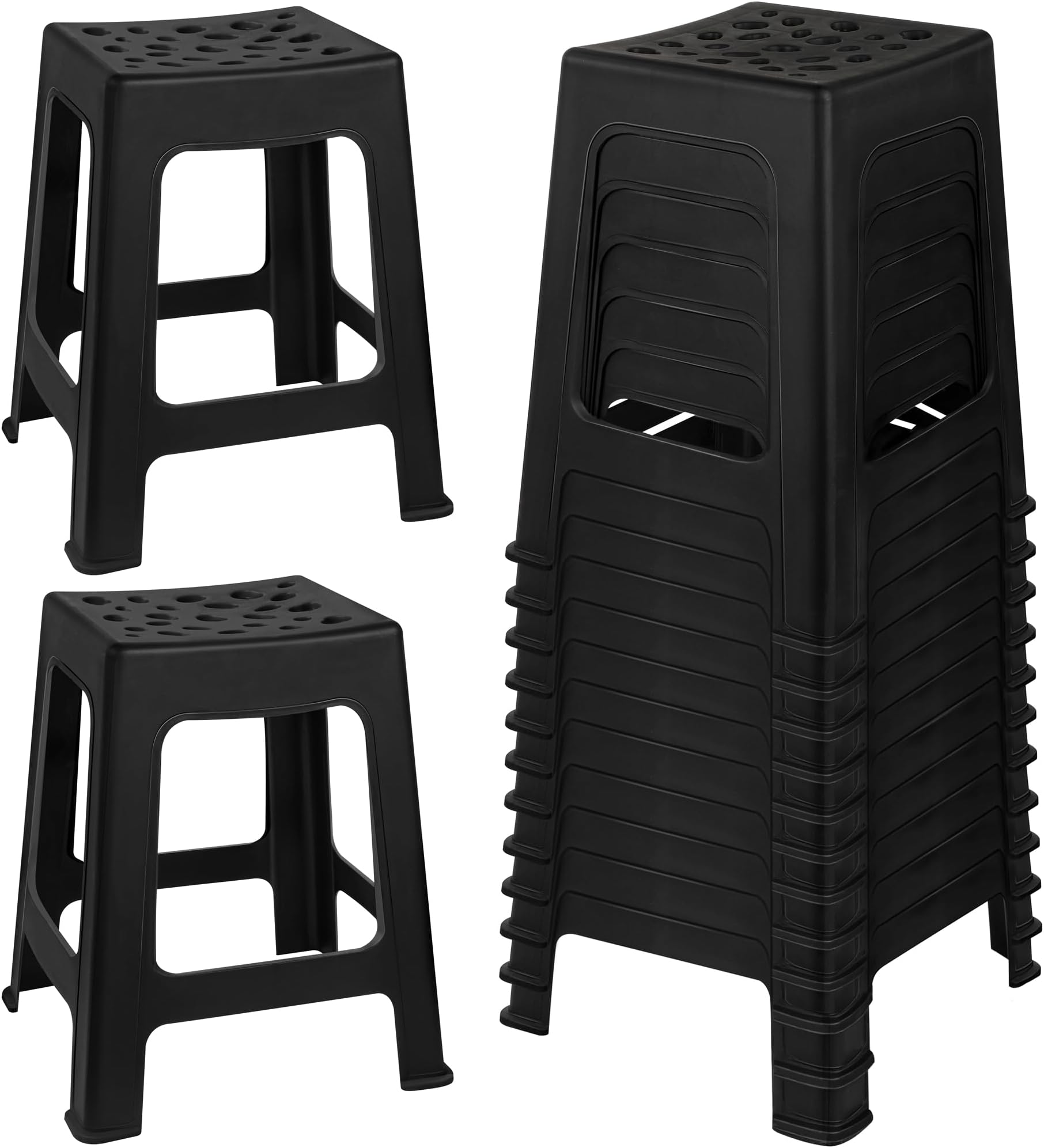 Amazon.com: Ponpong 18.7 Inch Plastic Stack Backless Stools, Classroom ...