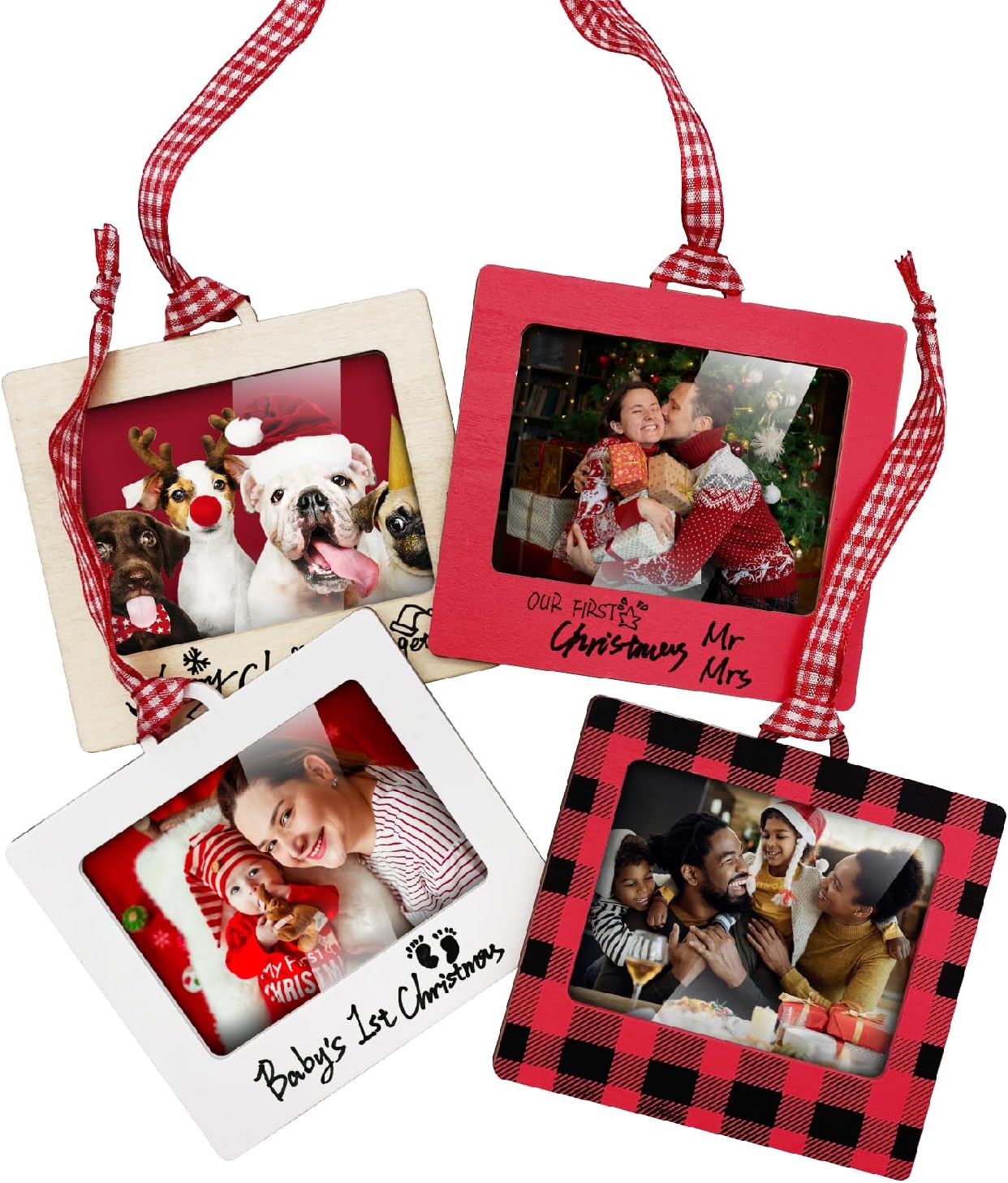 Amazon.com - MENORCA 4 Pieces 2023 Christmas Photo Frame Ornaments Xmas DIY Hanging Picture ...