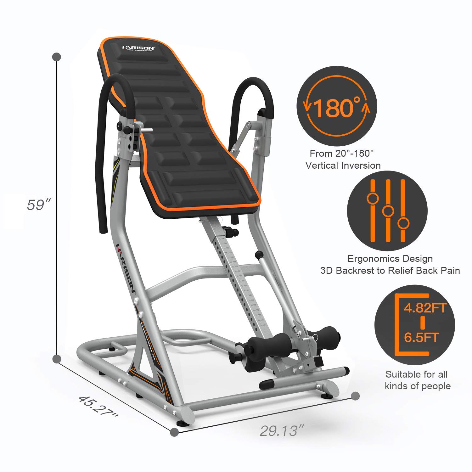 HARISON Heavy Duty Inversion Table for Back Pain Relief 350 LBS ...