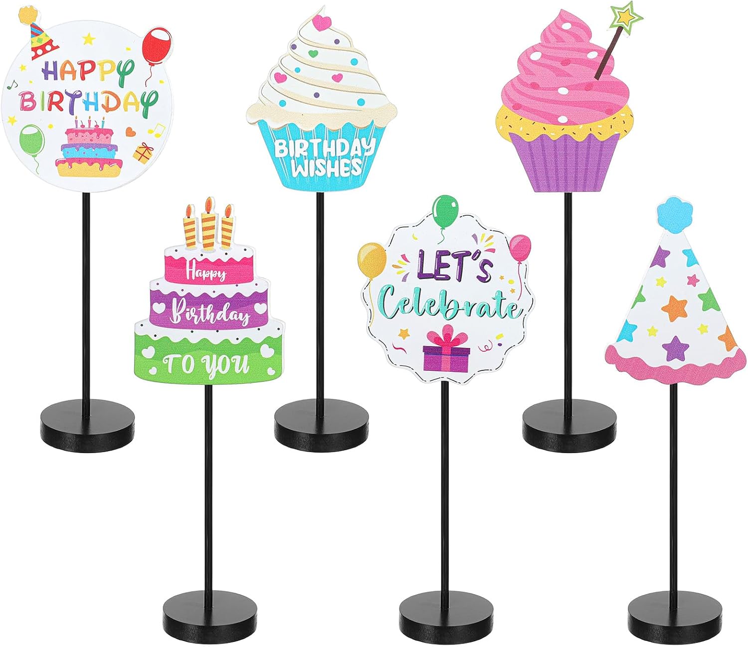 Amazon.com: 6 Pcs Colorful Birthday Party Decoration Happy Birthday ...
