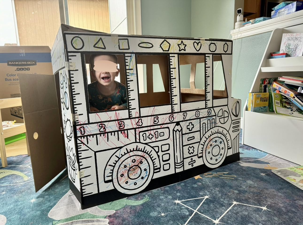 $8/mo - Finance Bankers Box at Play School Bus Cardboard Playhouse and ...
