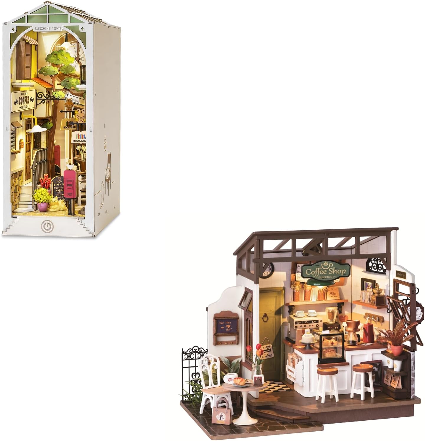 Amazon.com: RoWood Book Nook Miniature House Kits, Sunshine Town Bundle ...