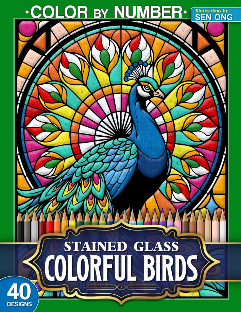 Amazon.com: Colorful Birds Stained Glass Color by Number: 40 Vibrant ...