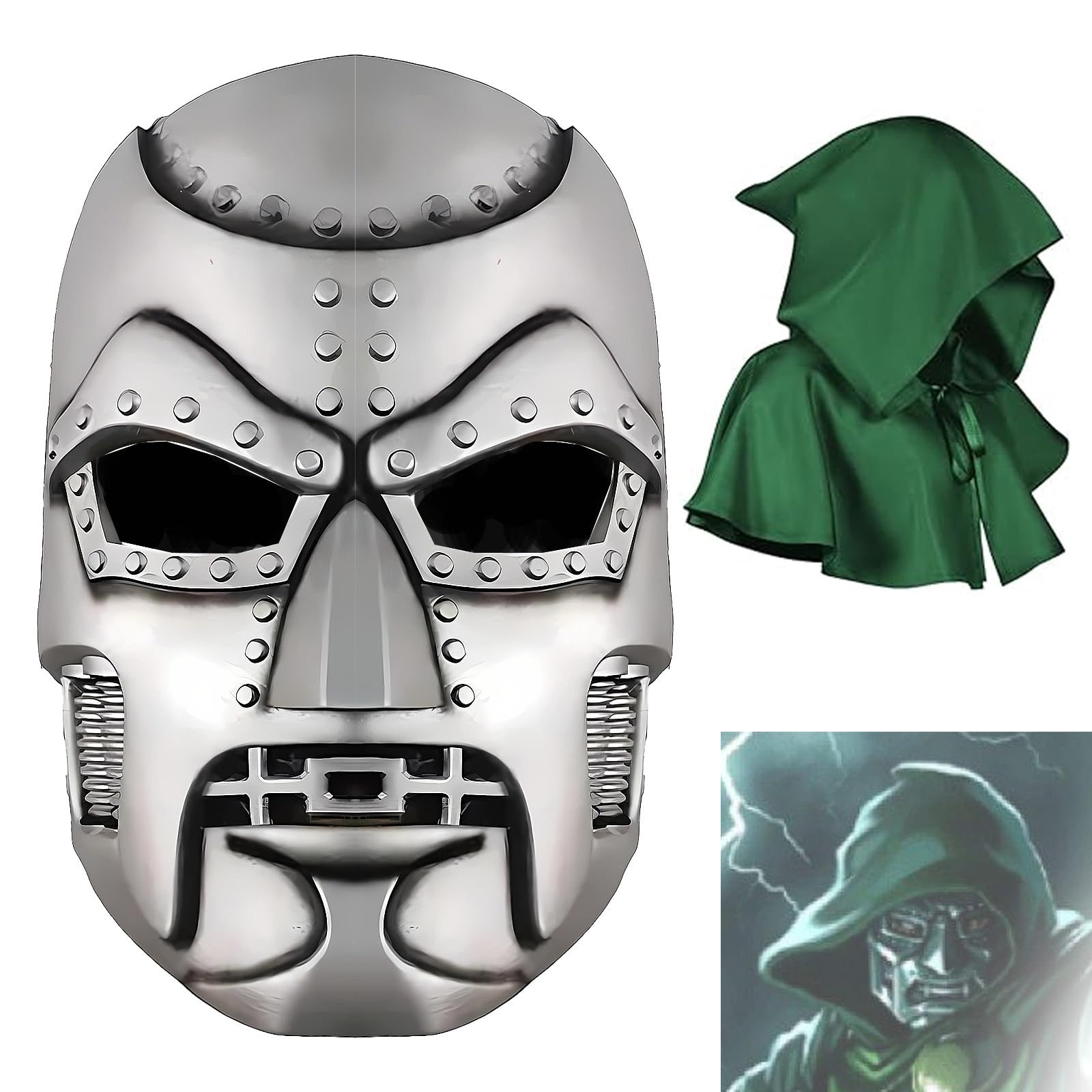 Amazon.com: 2Pcs Dr Doom Mask With Cloak Medieval Victor von Doom ...