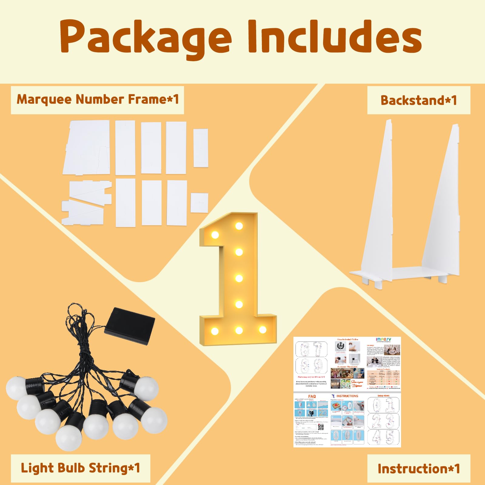 Snapklik.com : Imprsv 3FT Marquee Numbers, Light Up Numbers For 1st ...