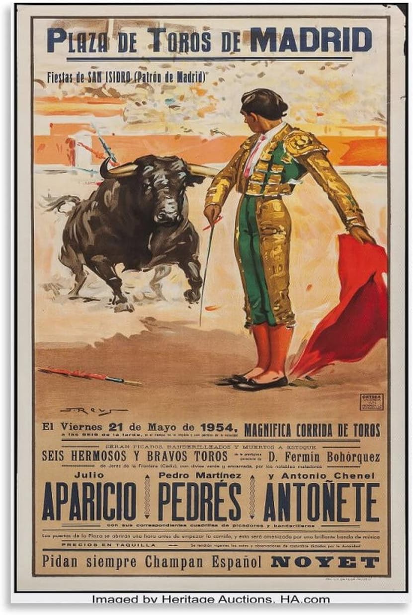 Amazon.com: Vintage Travel Poster Bullfight Posters (29) Canvas Wall ...