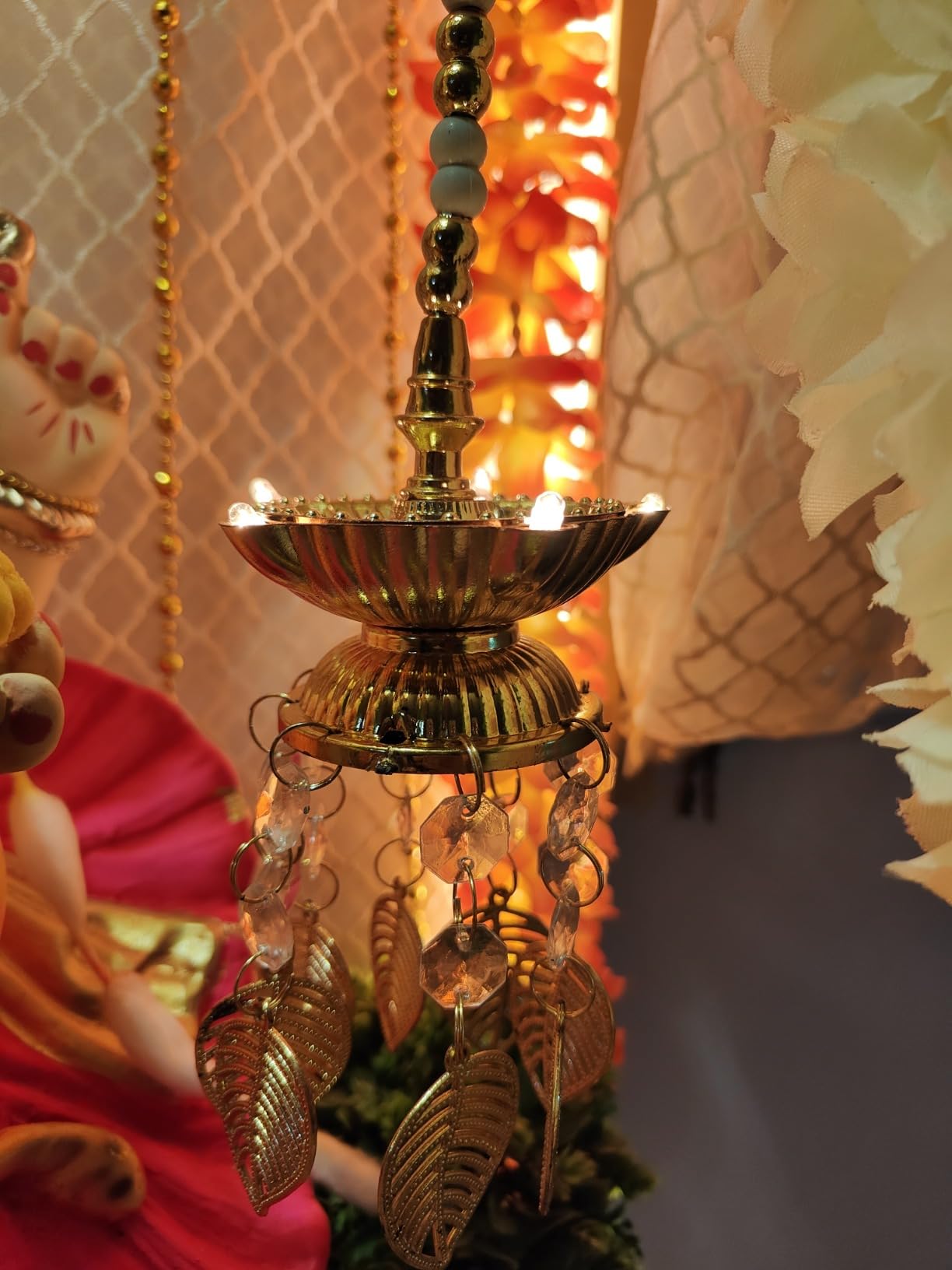 Buy Zerya Hanging 5 Deep Multi Layer Electric Diya Deepak Light Pooja ...