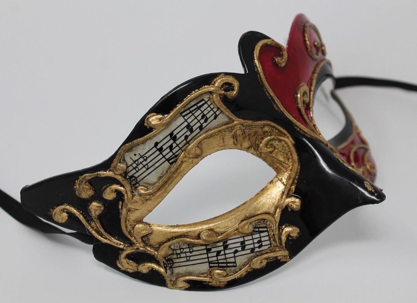 VENETIAN MASQUERADE CARNIVAL PARTY EYE BALL MASK RED GOLD & BLACK WITH ...
