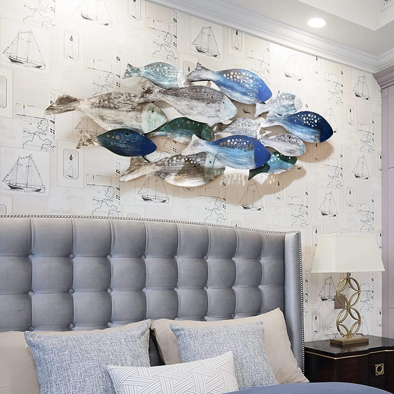 Amazon.com: UYCVT Retro Wrought Iron Fish Wall Decor - Handmade Metal ...